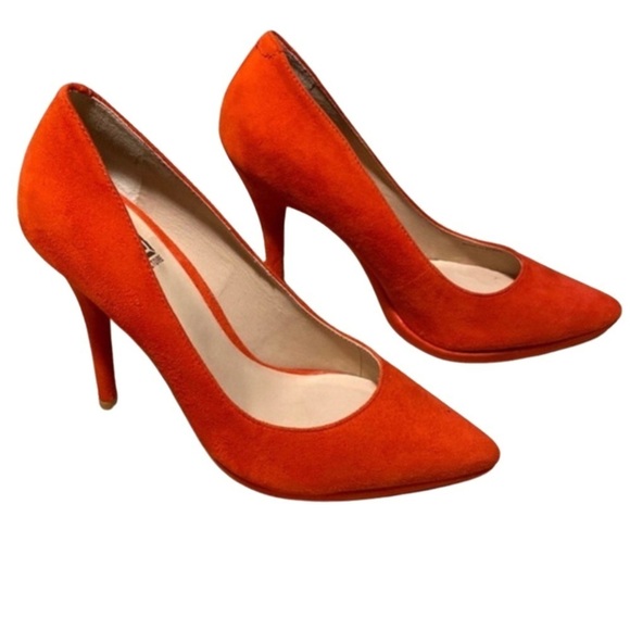 Shoes | 325 Burnt Orange Faux Suede Pumps Size 1 | Poshmark